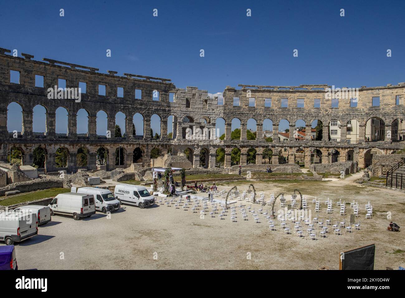 A stylized shooting at the Pula Amphitheater under the direction of ...
