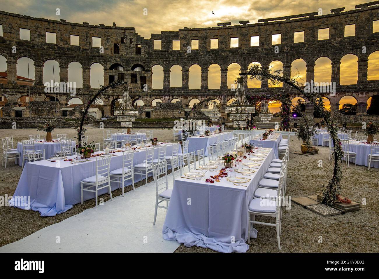 A stylized shooting at the Pula Amphitheater under the direction of ...