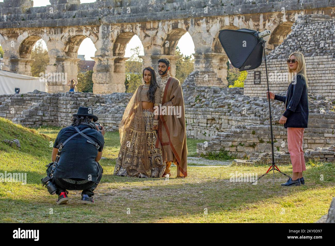A stylized shooting at the Pula Amphitheater under the direction of ...