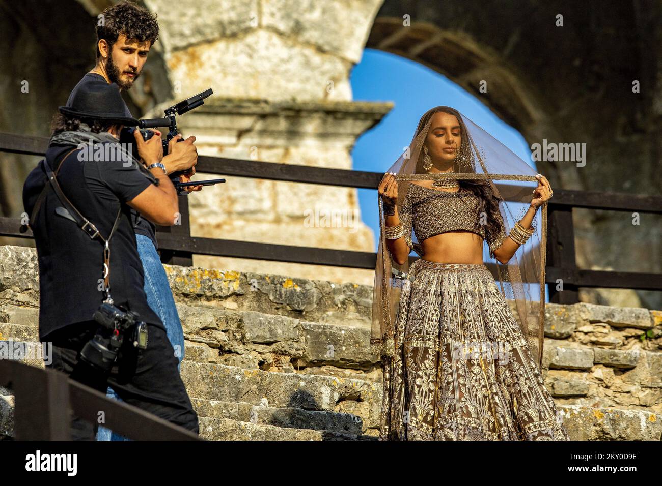 A stylized shooting at the Pula Amphitheater under the direction of ...