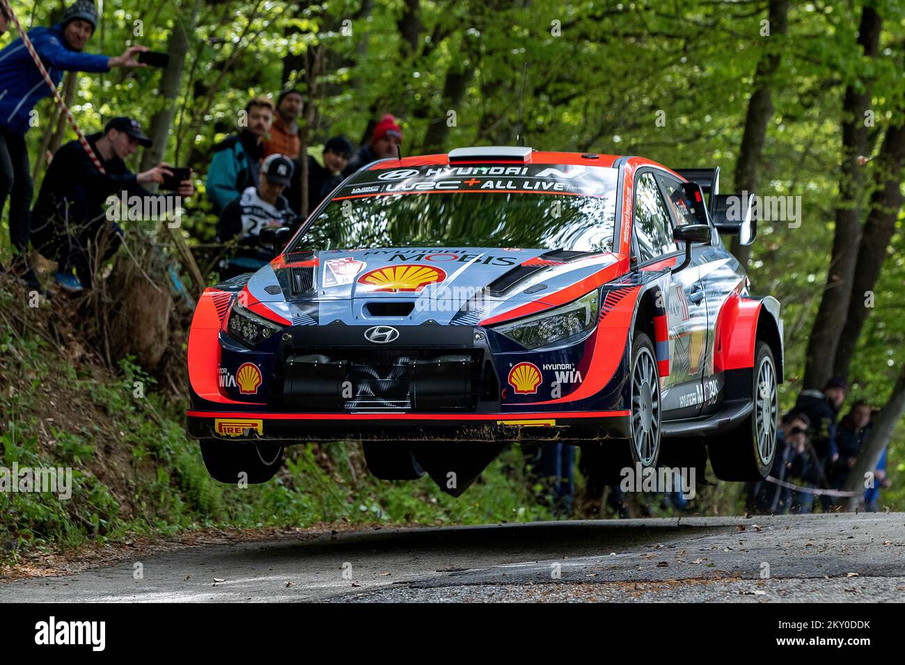 Ott Tanak of Estoina and Martin Jarveoja of Estonia compete with their ...