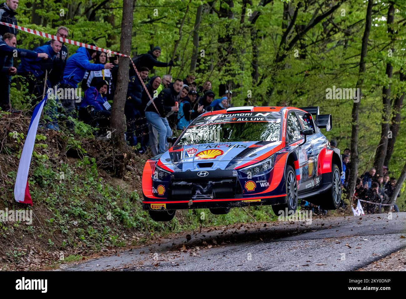 Ott Tanak of Estoina and Martin Jarveoja of Estonia compete with their ...