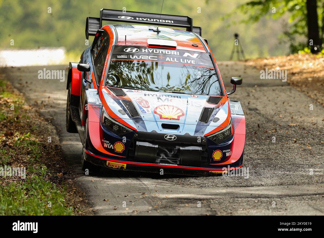 Ott Tanak of Estoina and Martin Jarveoja of Estonia compete with their ...