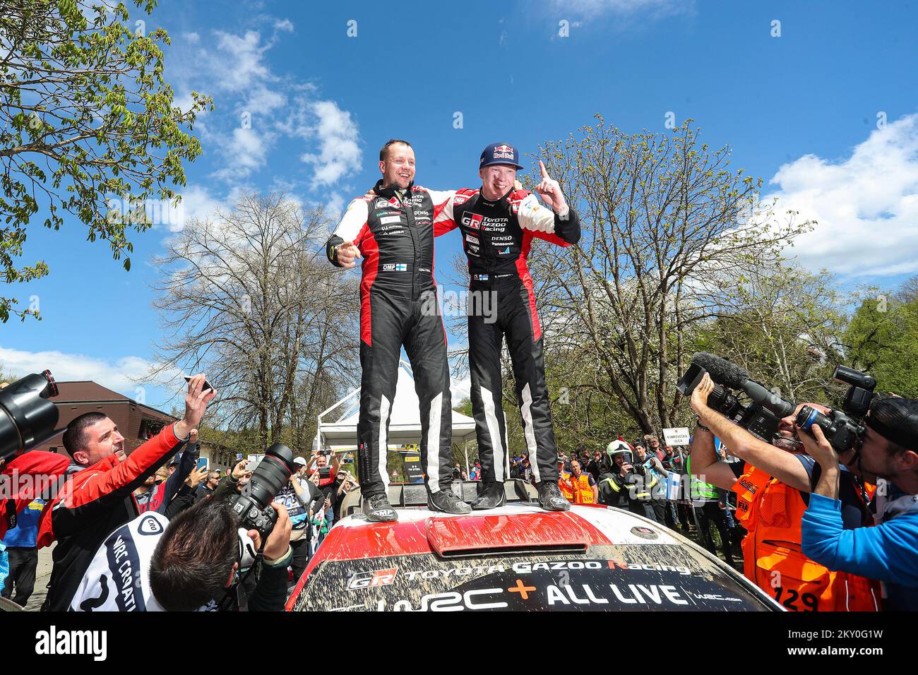 KUMROVEC, CROATIA - APRIL 24: Kalle Rovanpera of Finland celebrates ...