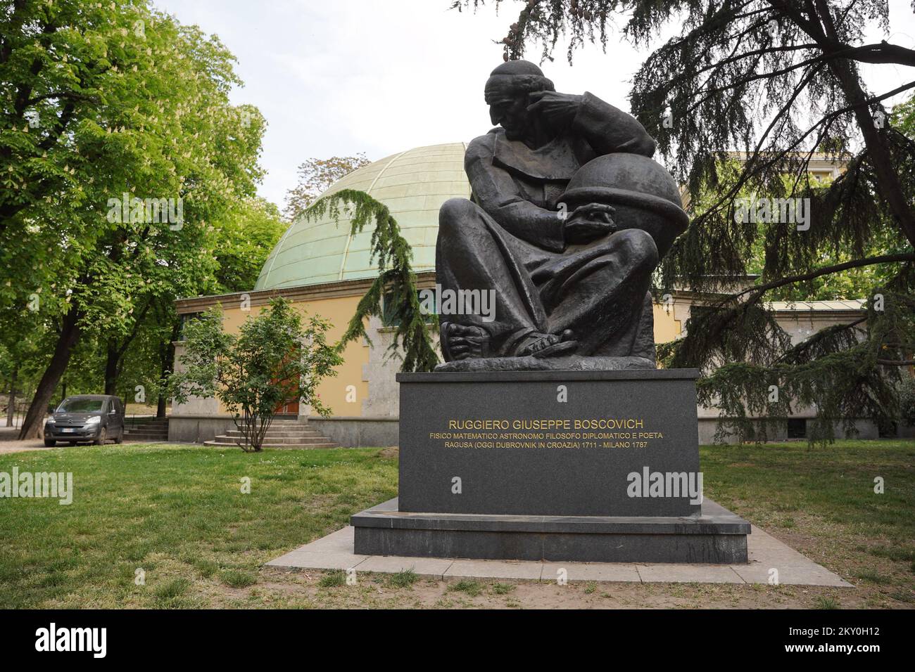 Ruggiero Giuseppe Boscovich statue is seen in Milan, Italy on April 23 ...
