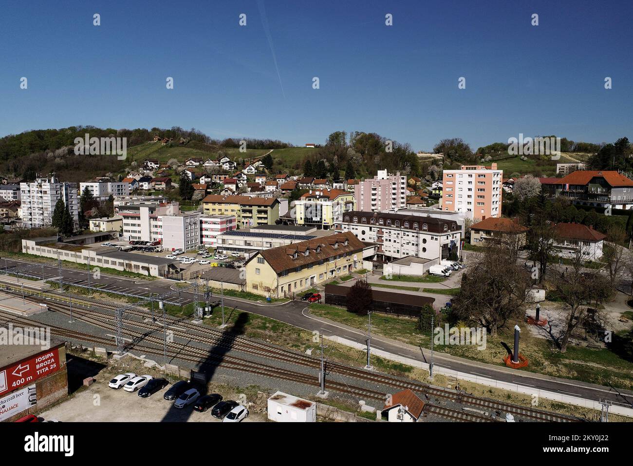 A ariel view show construction site of bicycle and pedestrian bridge in ...