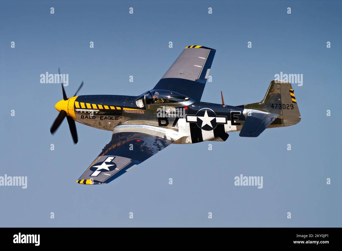 A North American P-51D Mustang during a flight demonstration at 2017 ...