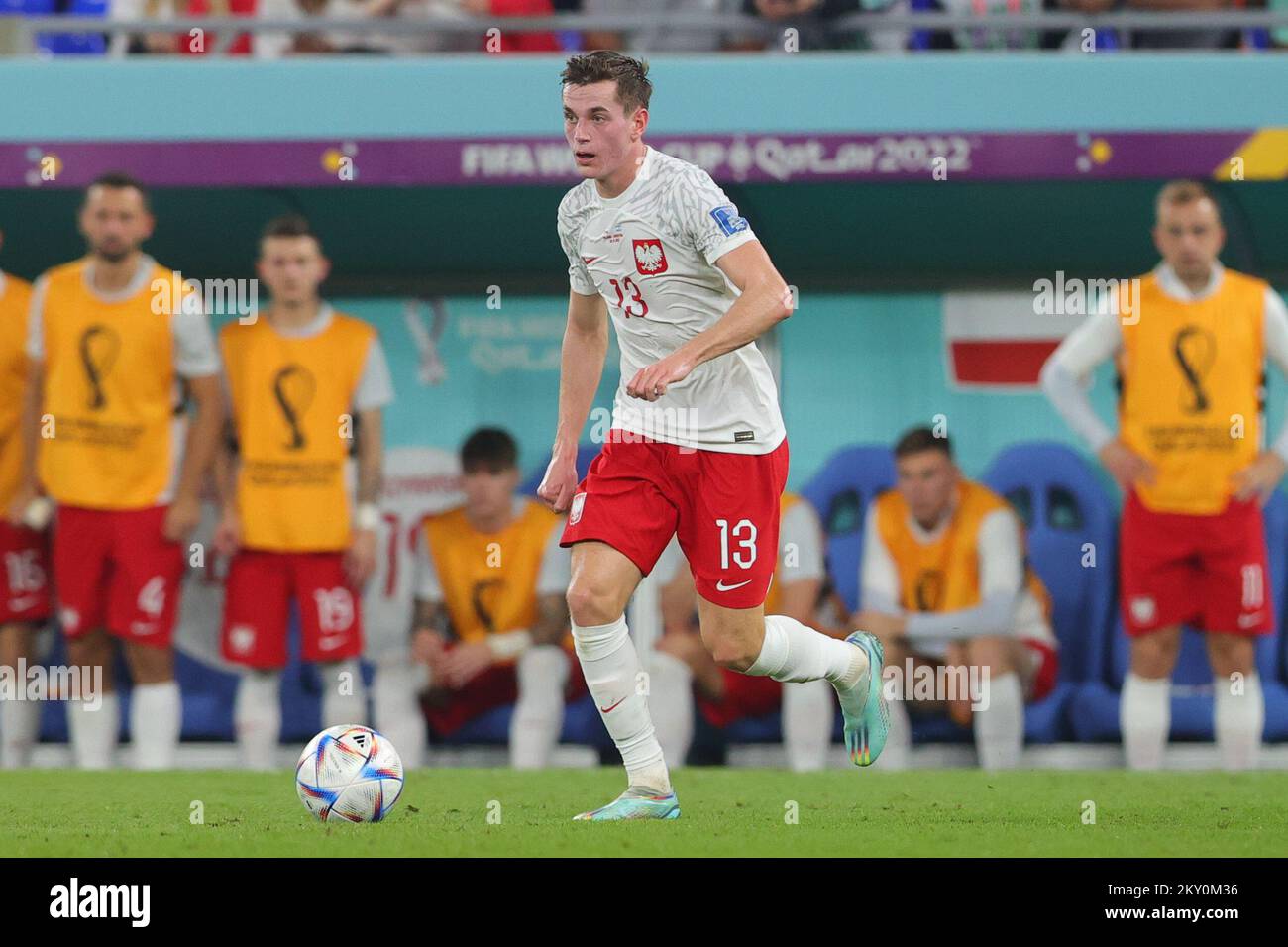 Doha, Qatar. 30th Nov, 2022. Jakub Kaminski of Poland dribbles the ball ...