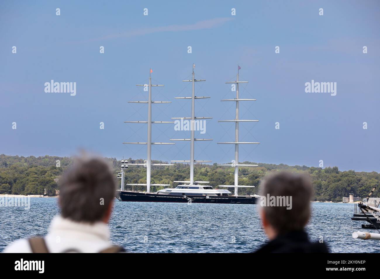 Luxury sailing ship Maltese Falcon is seen in the port of Pula. Under ...