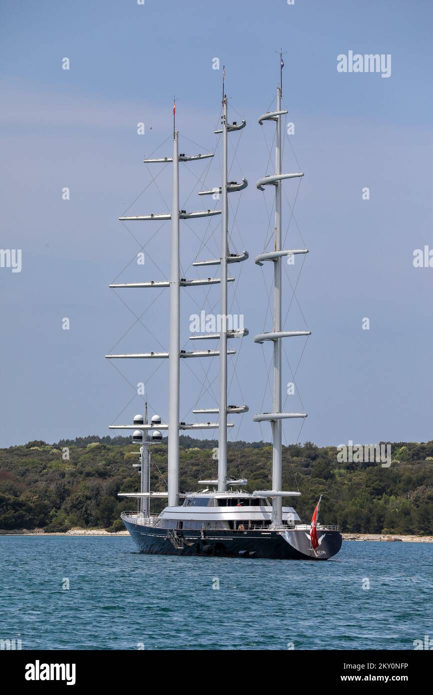 Luxury sailing ship Maltese Falcon is seen in the port of Pula. Under ...