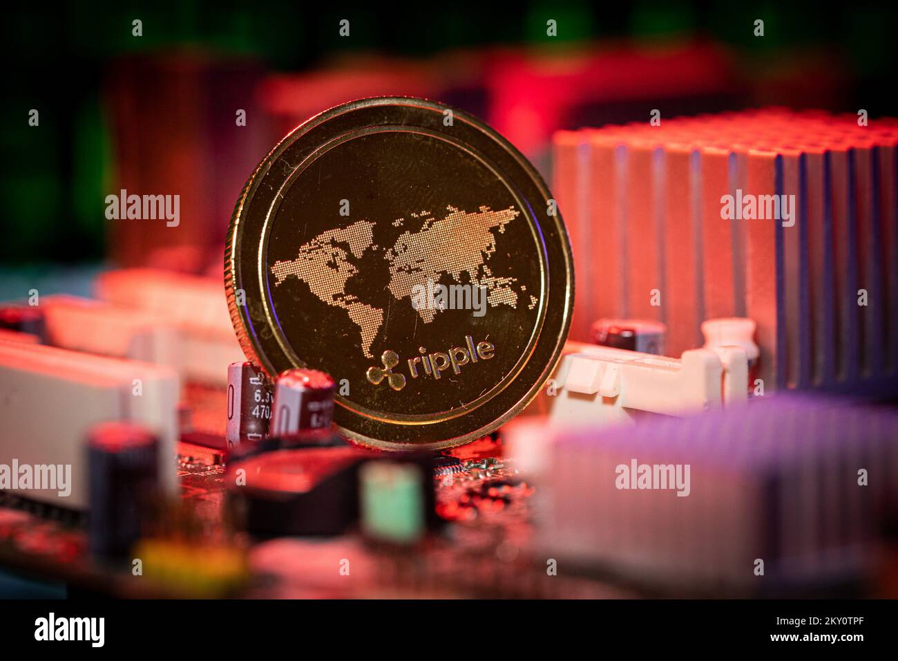 Physical Ripple replica is seen on a computer motherboard. Photo: Davor ...