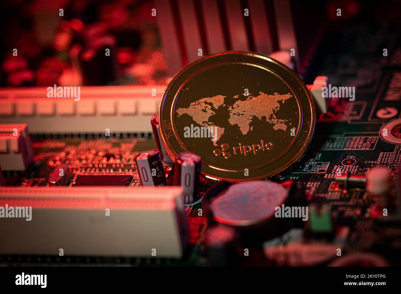 Physical Ripple replica is seen on a computer motherboard. Photo: Davor ...