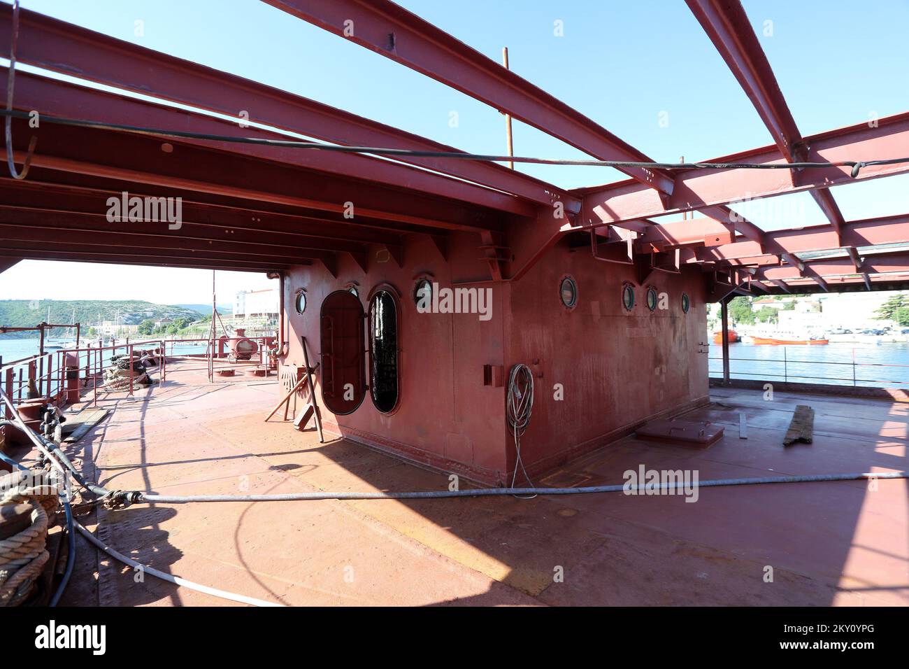Photo taken on May 19, 2022 show The Peace Ship Galeb at shipyard in ...