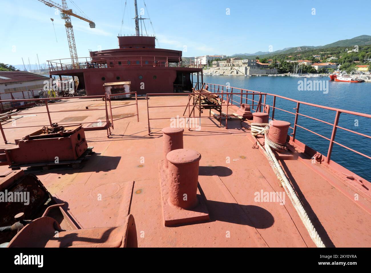 Photo taken on May 19, 2022 show The Peace Ship Galeb at shipyard in ...