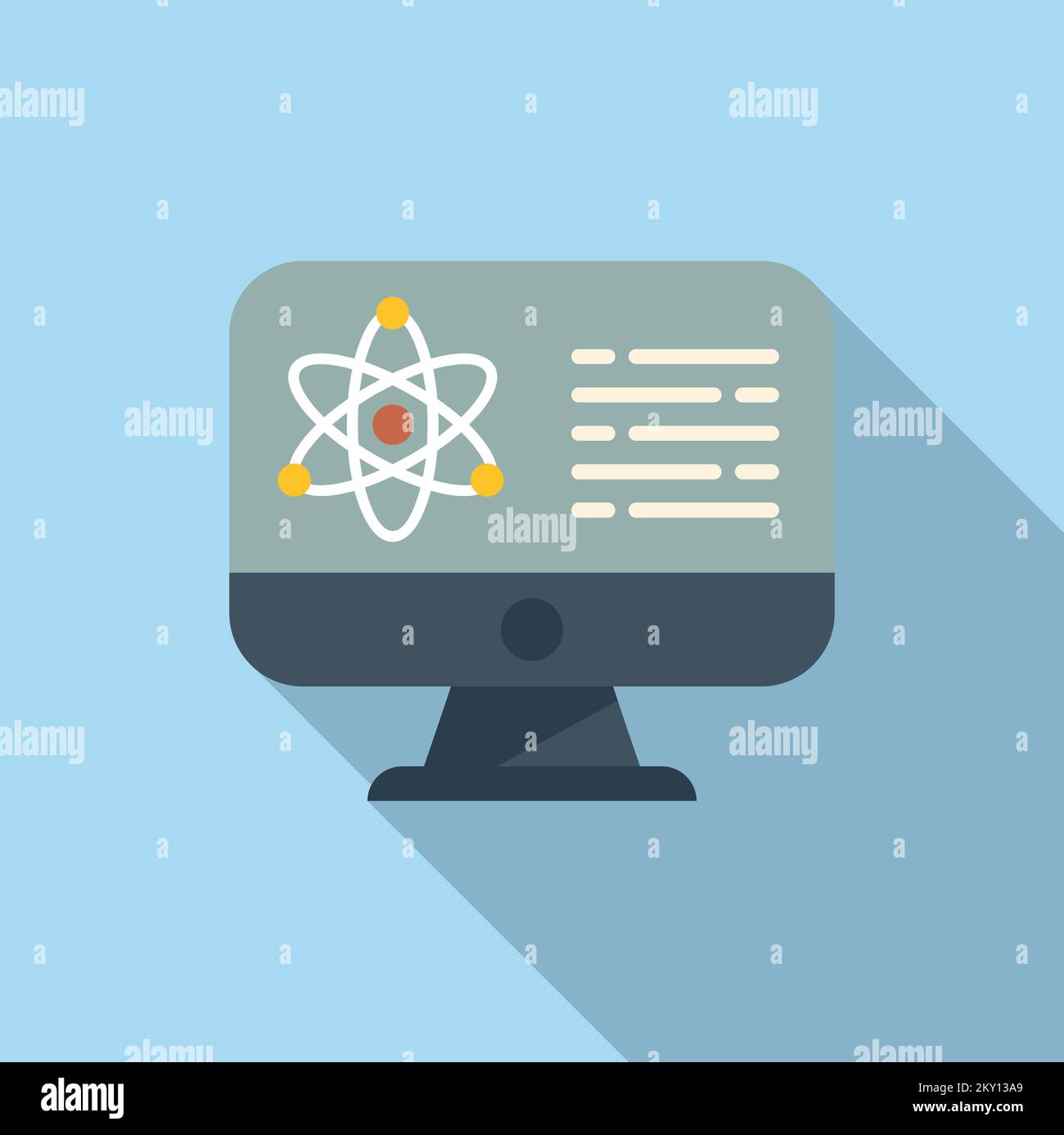 Monitor computer lab icon flat vector. Research laboratory. Chemistry ...