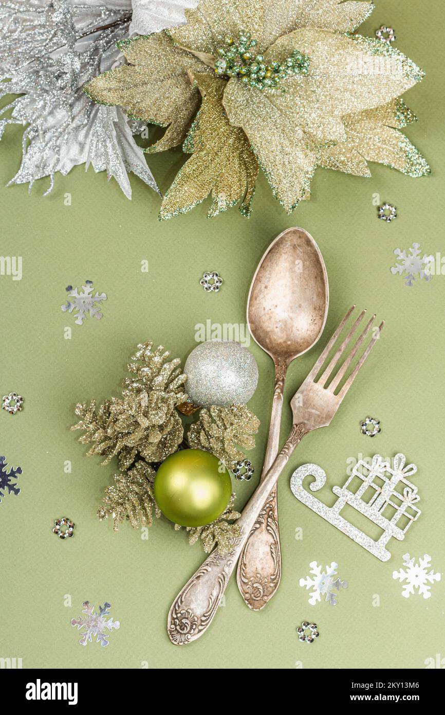 Christmas table setting with traditional accessories on trendy Savannah ...