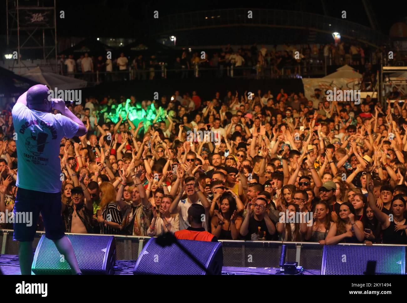 Croatian rap artists VojkoV perform on a first day of Sea Star Festival ...