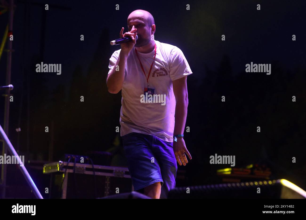 Croatian rap artists VojkoV perform on a first day of Sea Star Festival ...