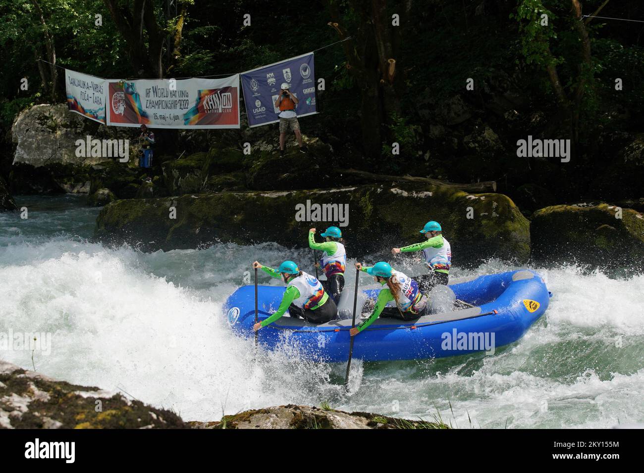 Team Australia compete during a 2022 World Rafting Championships at ...