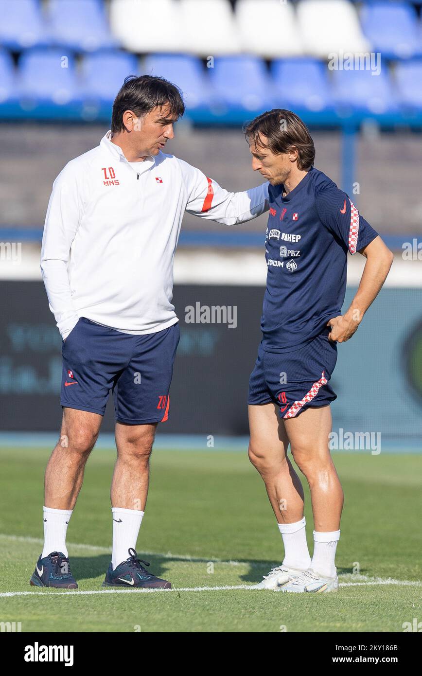 Luka Modric gives a hug to Croatia Head Coach Zlatko Dalic during a ...