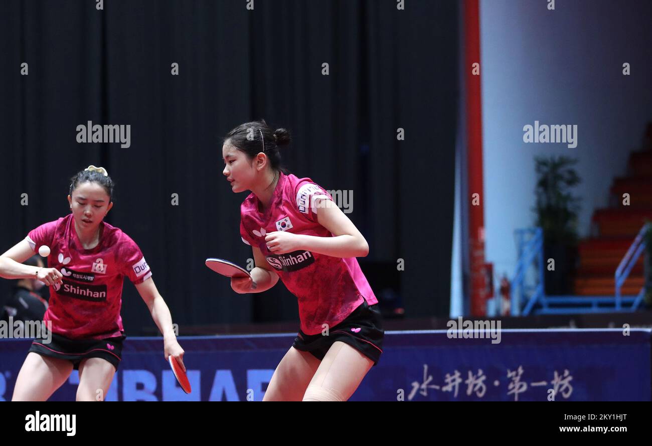 KIM Nayeong and JEON Jihee of South Korea in action during ...