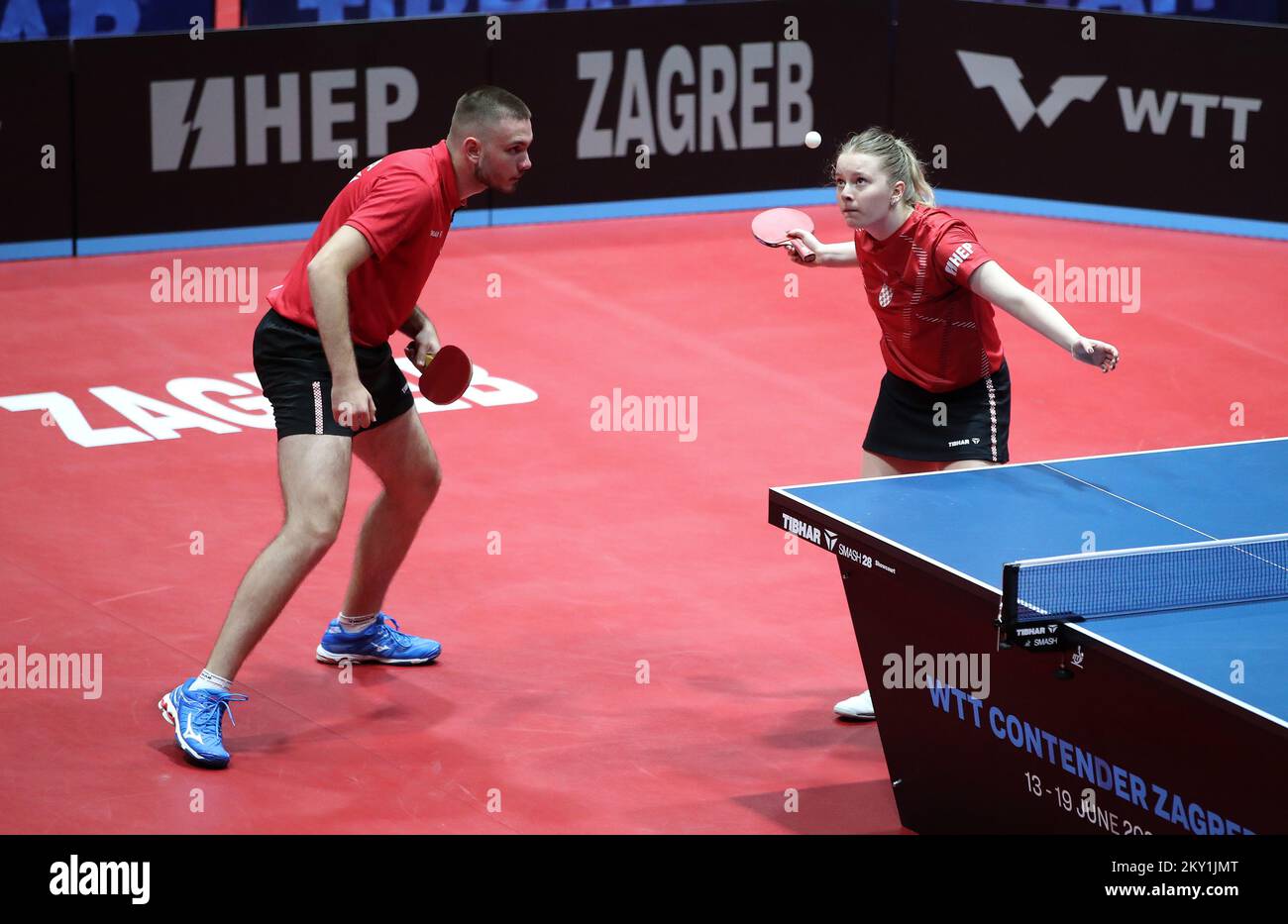 Hana Arapovic and Ivor Ban of Croatia in action against Izabela ...