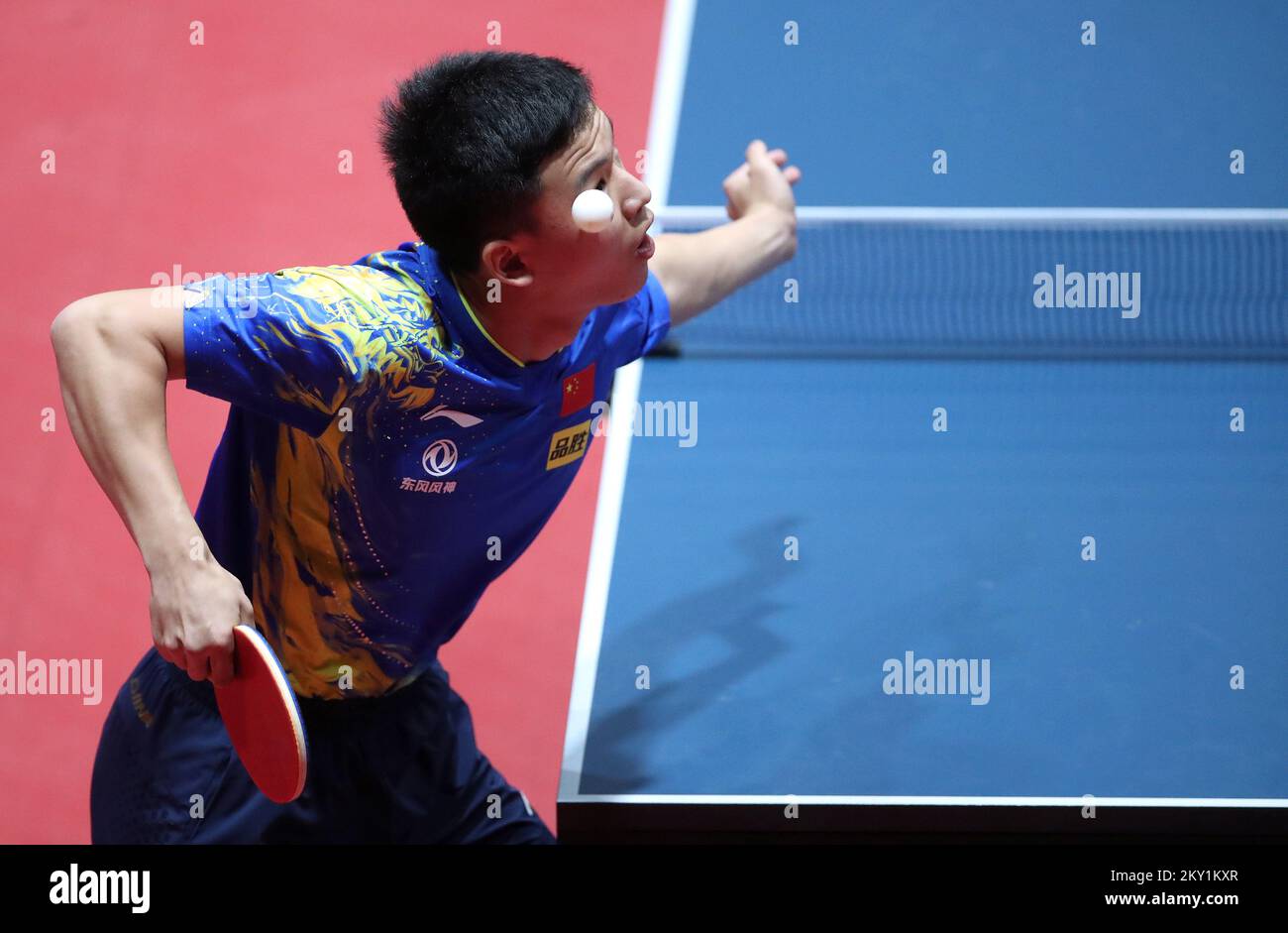 Xiang Peng of China in action against Tomokazu Harimoto of Japan during ...
