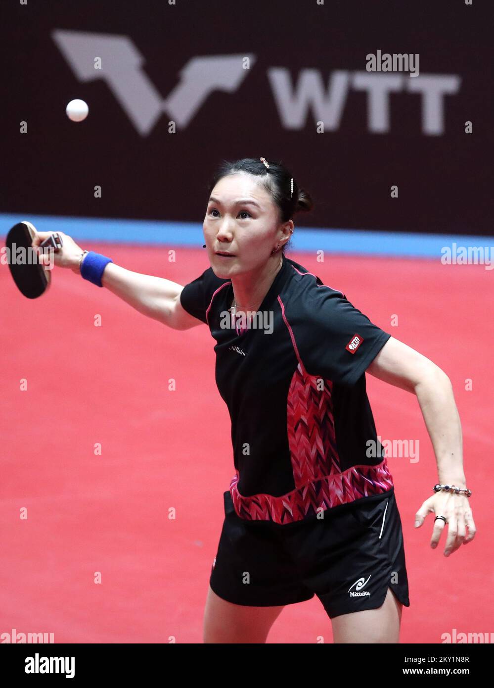 Kim Nayeong of Korea Republic compete during WTT Contender Zagreb 2022 ...