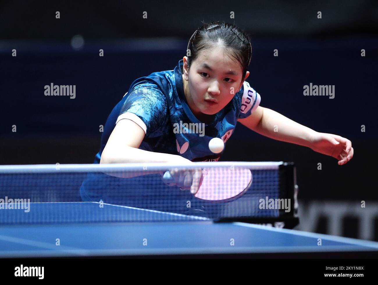 Kim Nayeong of Korea Republic compete during WTT Contender Zagreb 2022 ...