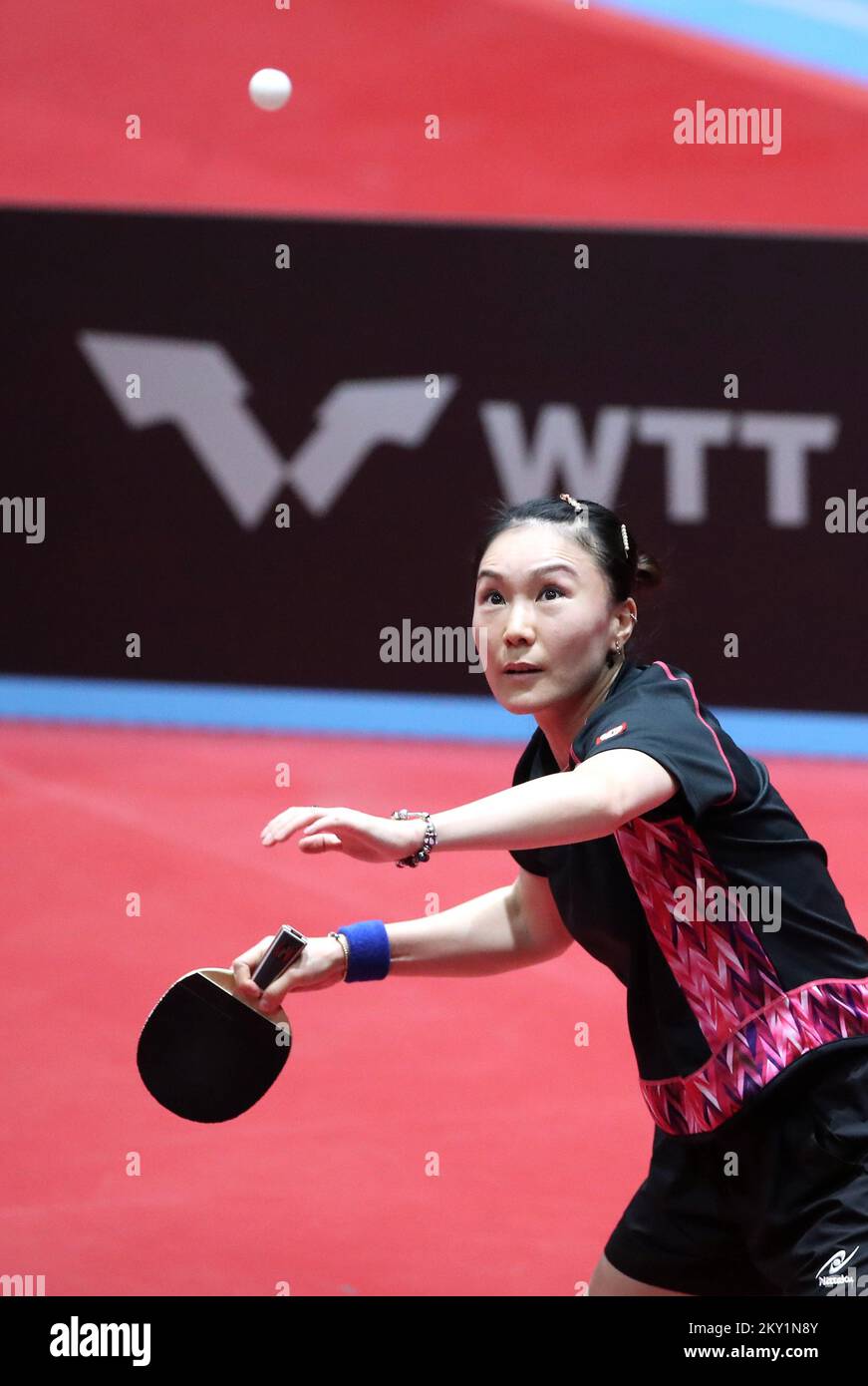 Kim Nayeong of Korea Republic compete during WTT Contender Zagreb 2022 ...