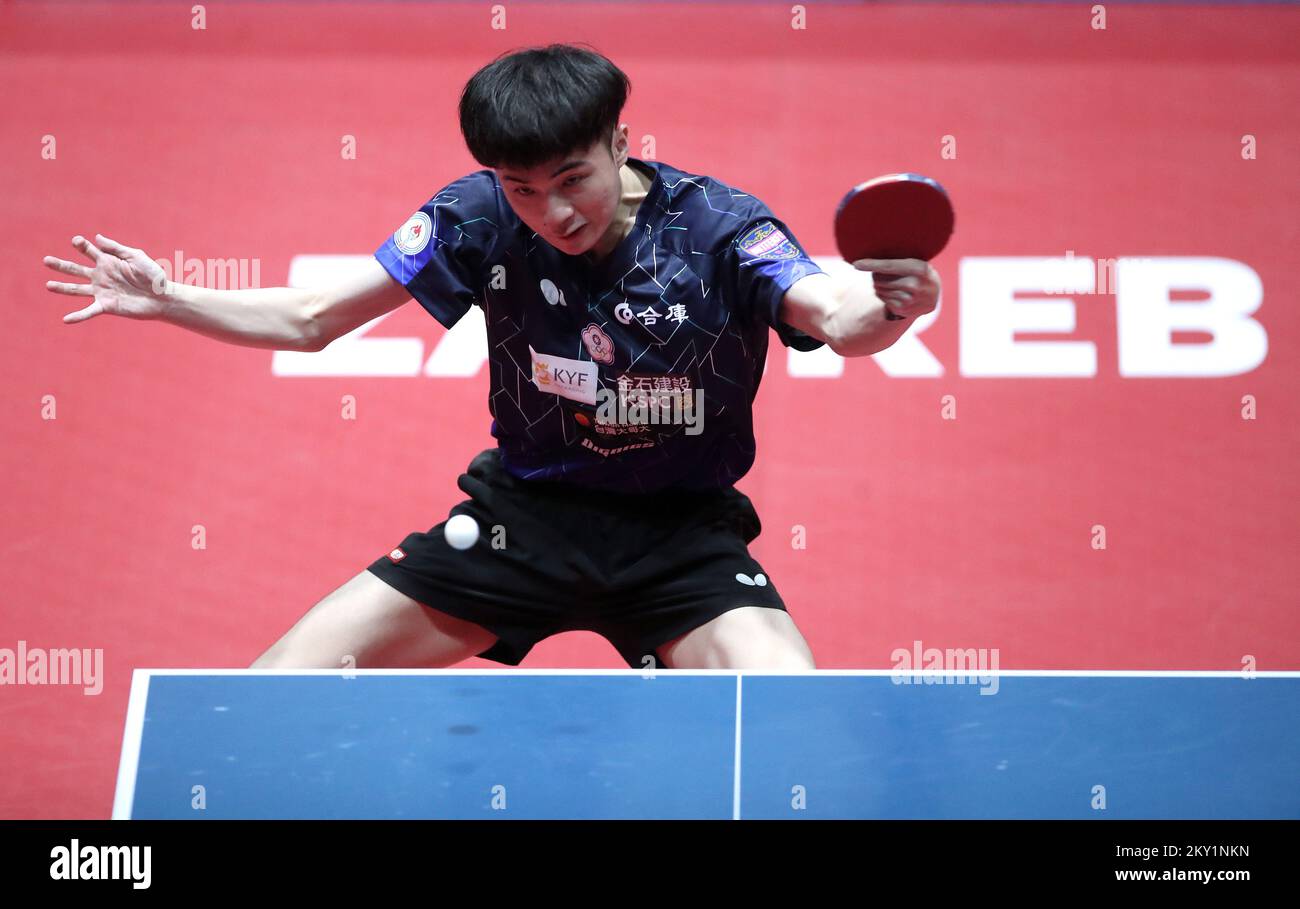 Yun-Ju Lin of Taiwan compete during WTT Contender Zagreb 2022 Men's ...