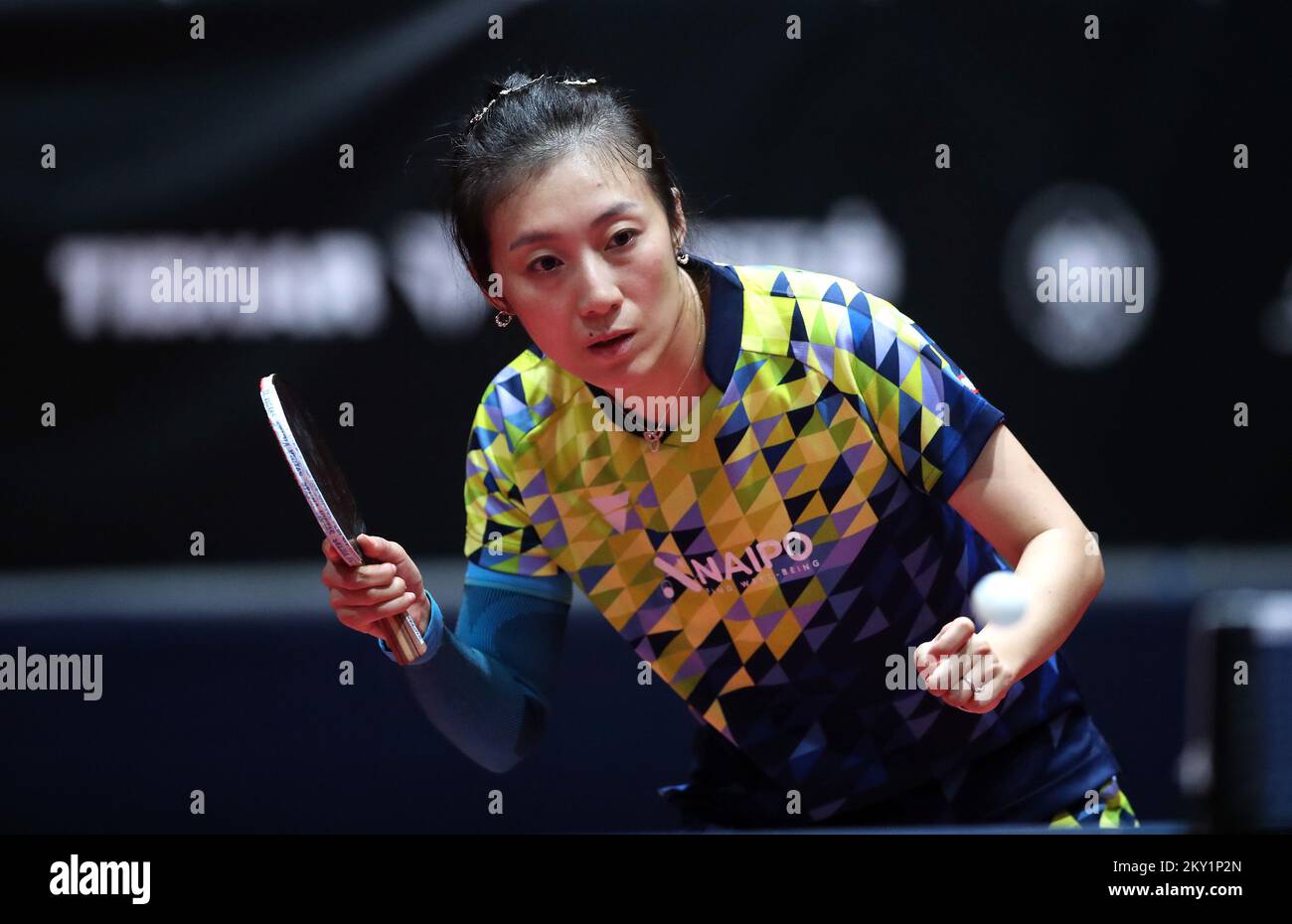 Ying Han of Germany compete during WTT Contender Zagreb 2022 match ...