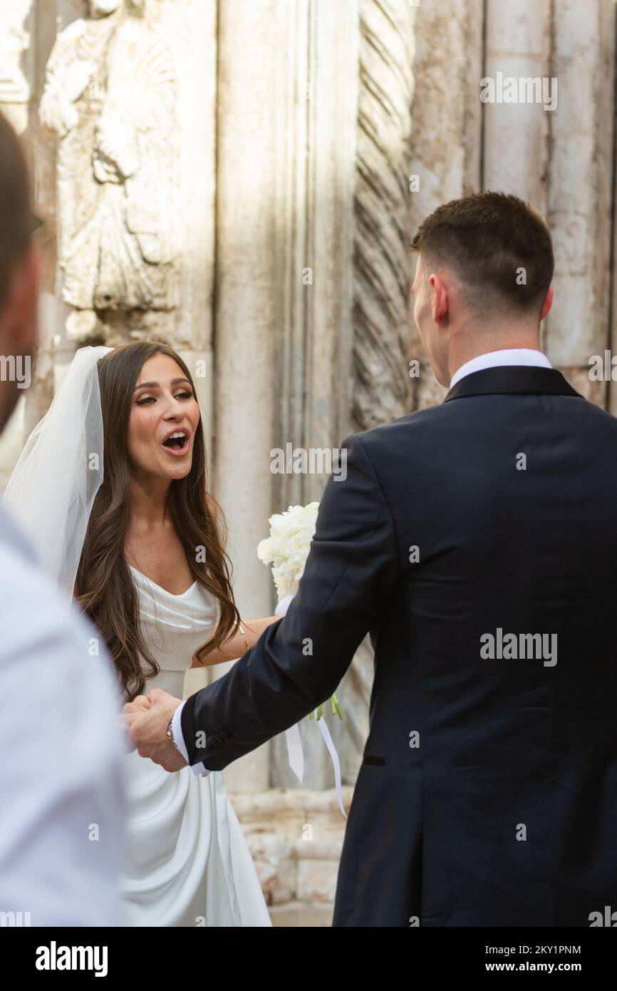 Dinamo Zagreb Goalkeeper Dominik Livakovic and Helena Matic are seen ...
