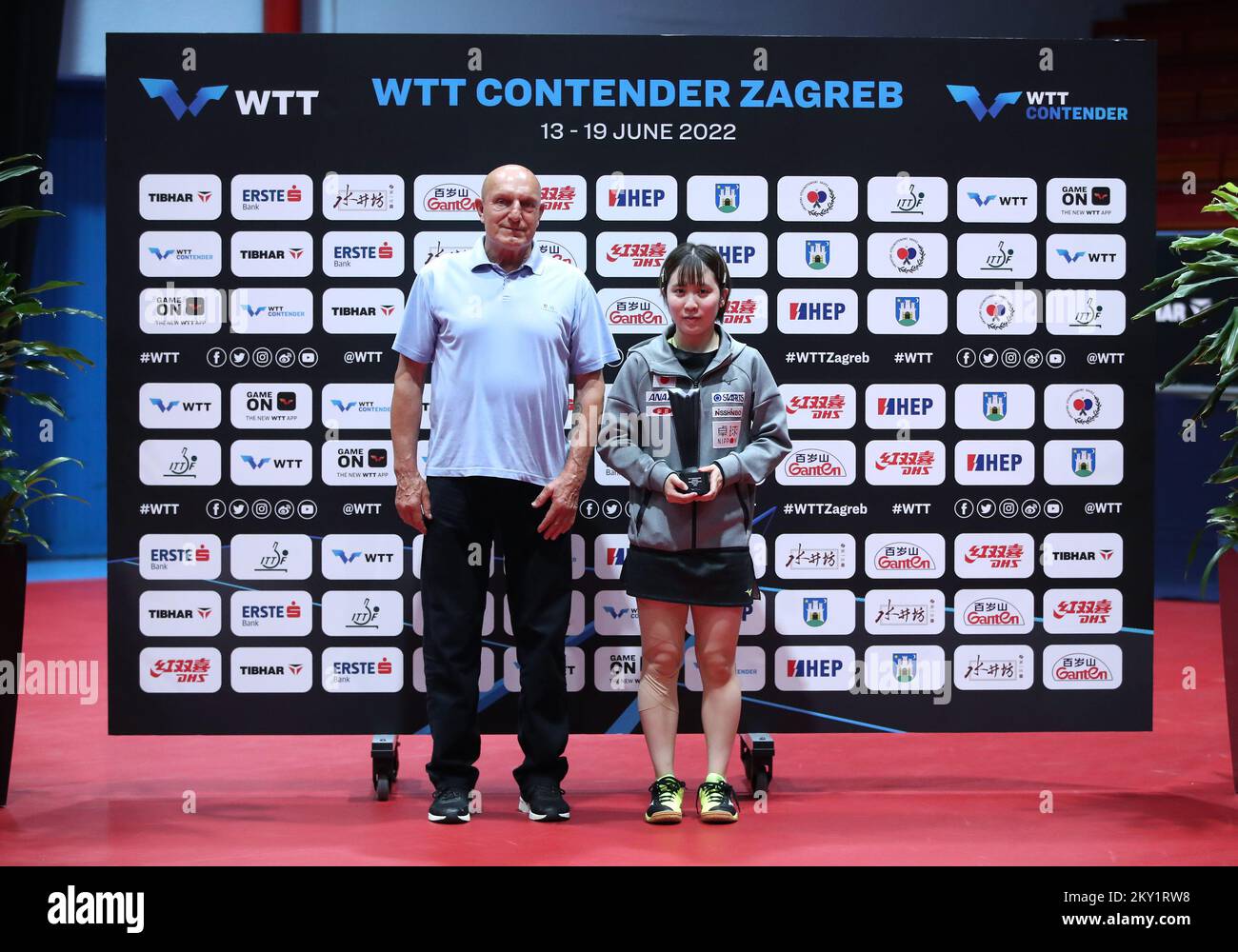 Vjekoslav Safranic and 2nd place Mui Hirano of Japan are seen during ...