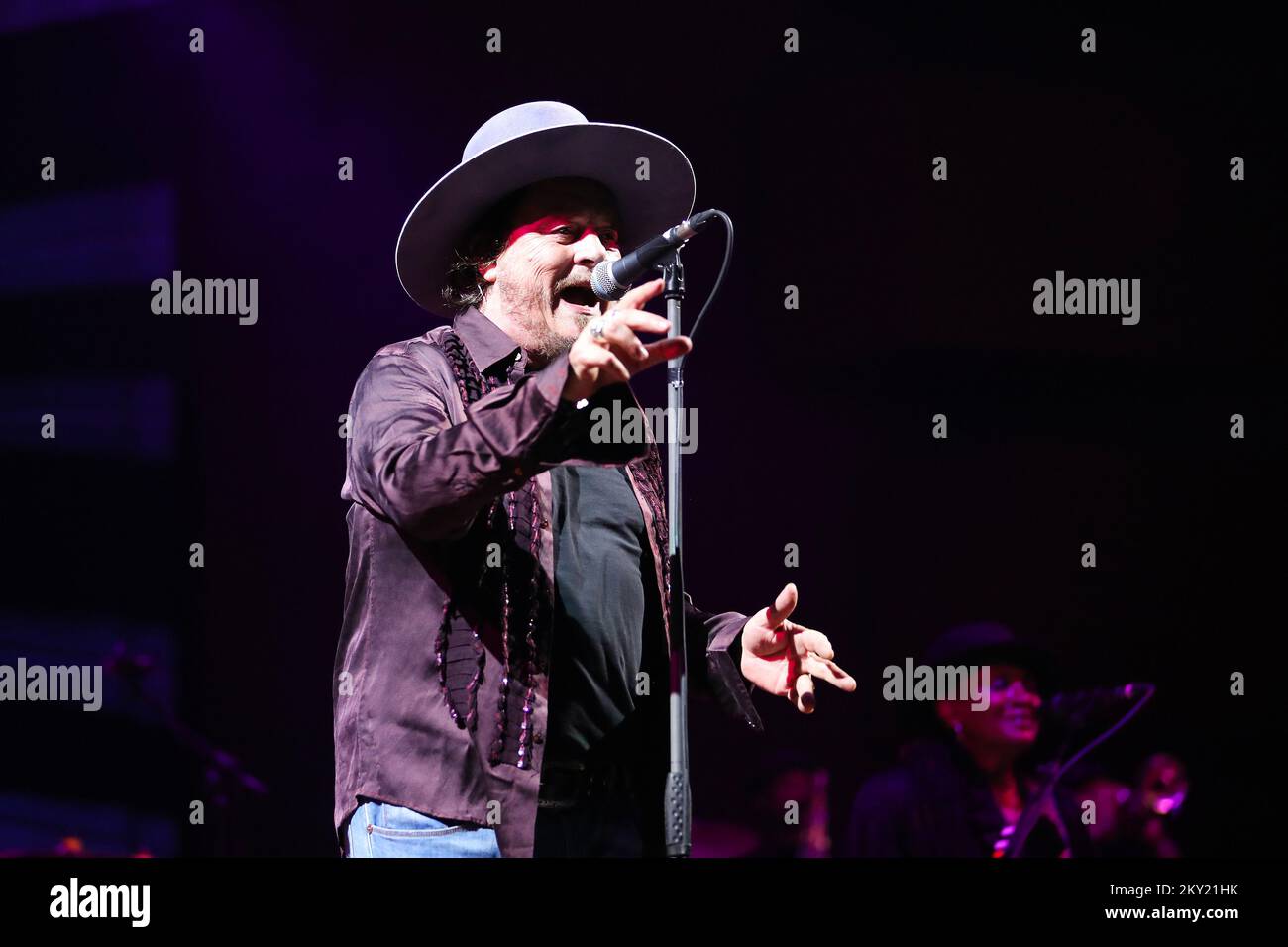 Italian singer Zucchero Fornaciari performs during a concert at ...
