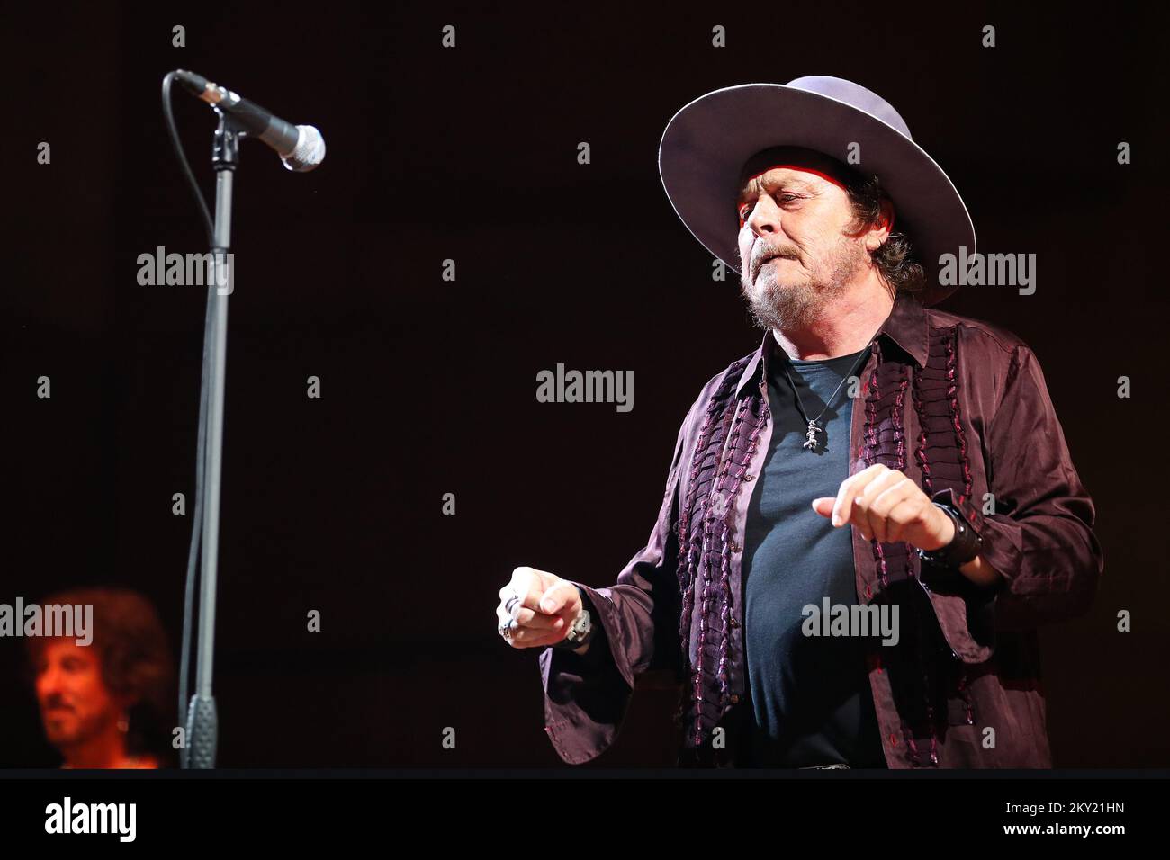 Italian singer Zucchero Fornaciari performs during a concert at ...