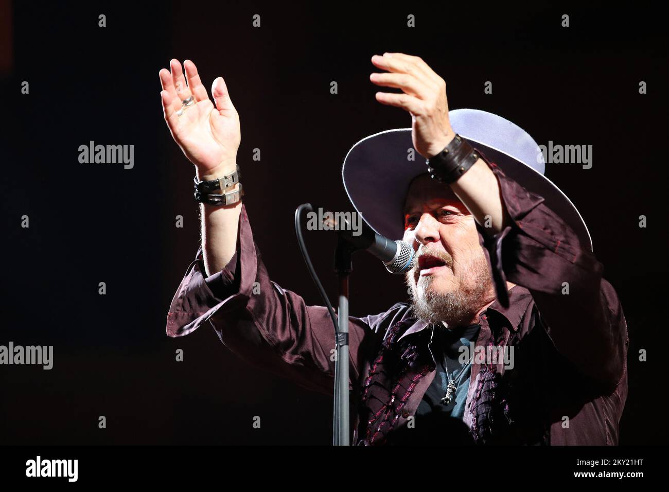 Italian singer Zucchero Fornaciari performs during a concert at ...