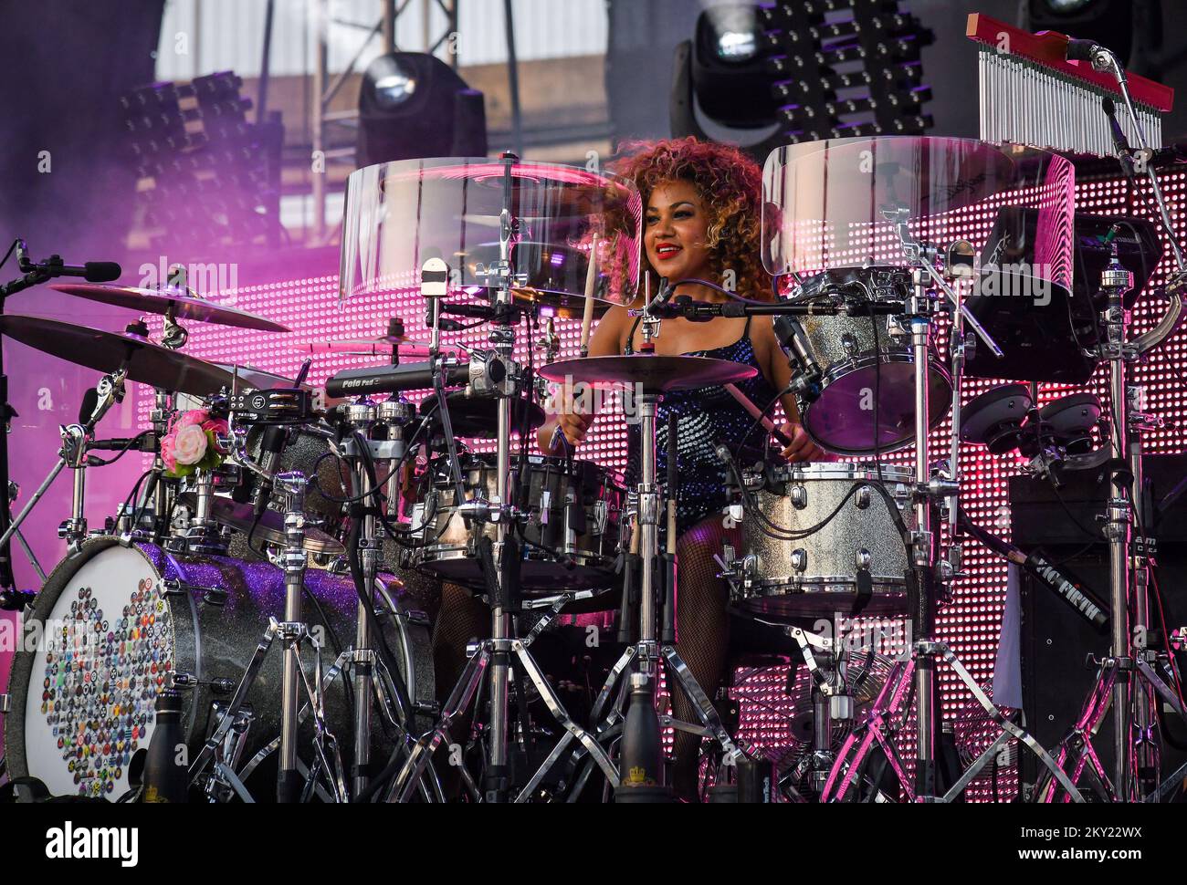 Cherisse Osei of Scottish rock band Simple Minds performs during a ...