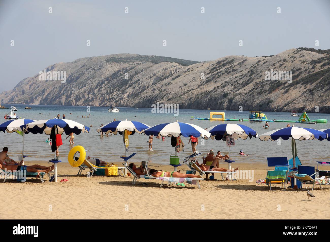 The sandy Paradise Beach (Rajska plaza) is crowded with bathers in ...