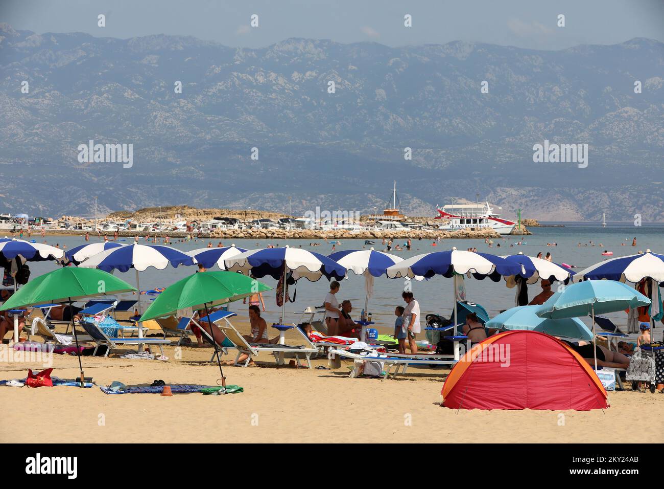 The sandy Paradise Beach (Rajska plaza) is crowded with bathers in ...