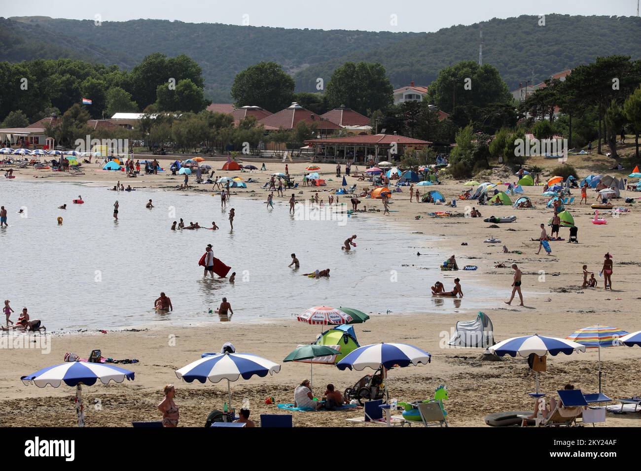 The sandy Paradise Beach (Rajska plaza) is crowded with bathers in ...