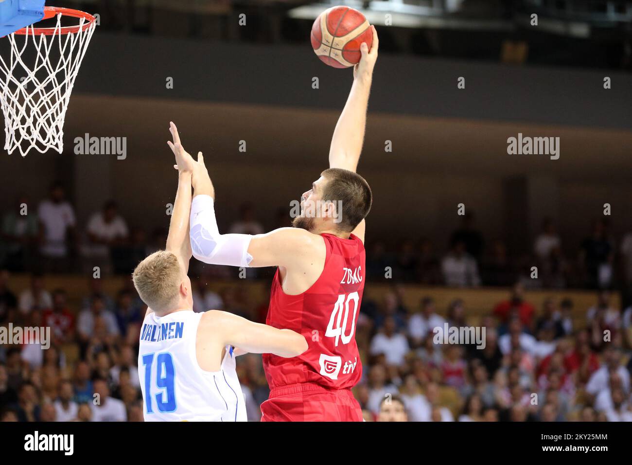RIJEKA, CROATIA - JULY 03: Ivica Zubac of Croatia shoots the ball ...