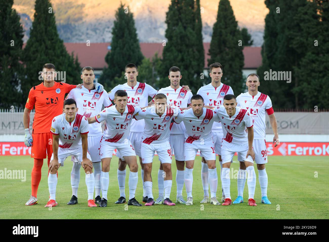 A group photo of HSK Zrinjski players prior to the 2022/2023 UEFA Champions League first round ...