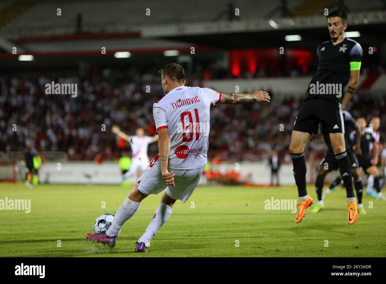 Mario Ticinovic of Zrinjski in action during the 2022/2023 UEFA Champions League first round ...