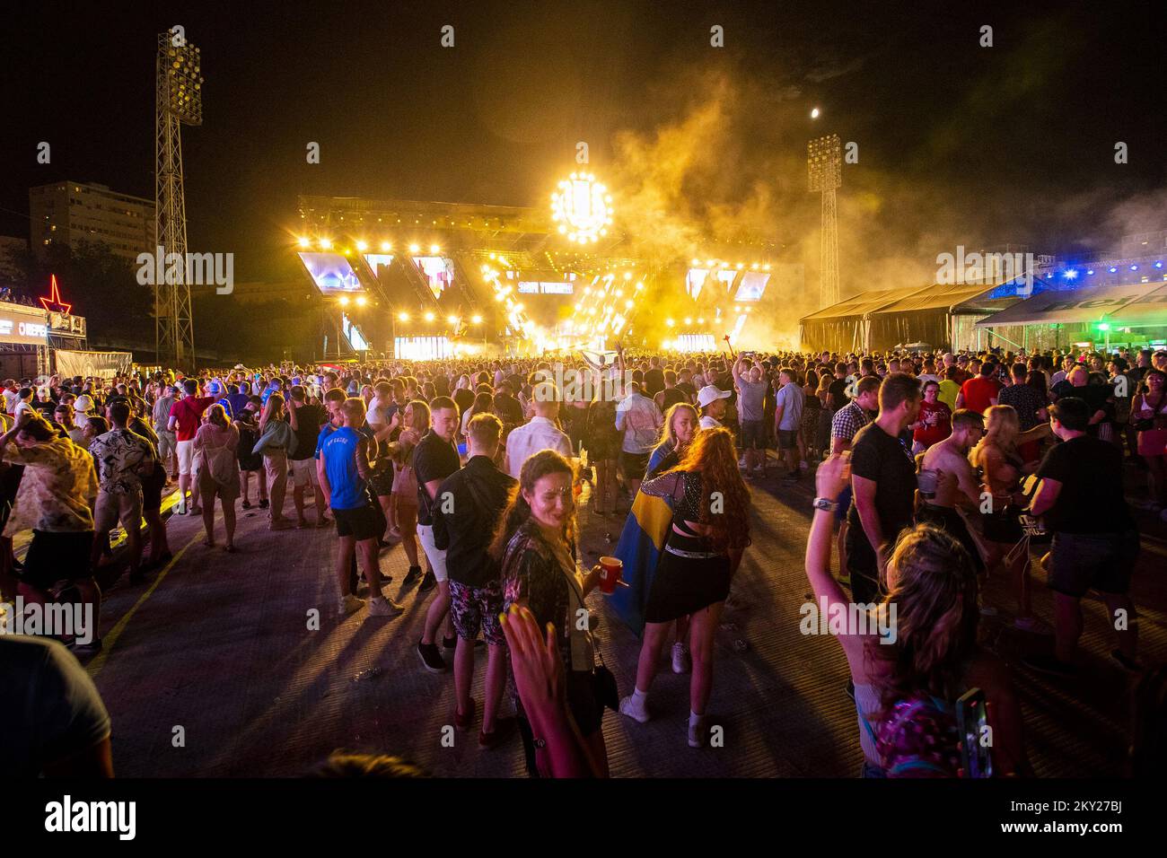 People dance and enjoy the first day of Ultra Europe Festival at Park ...