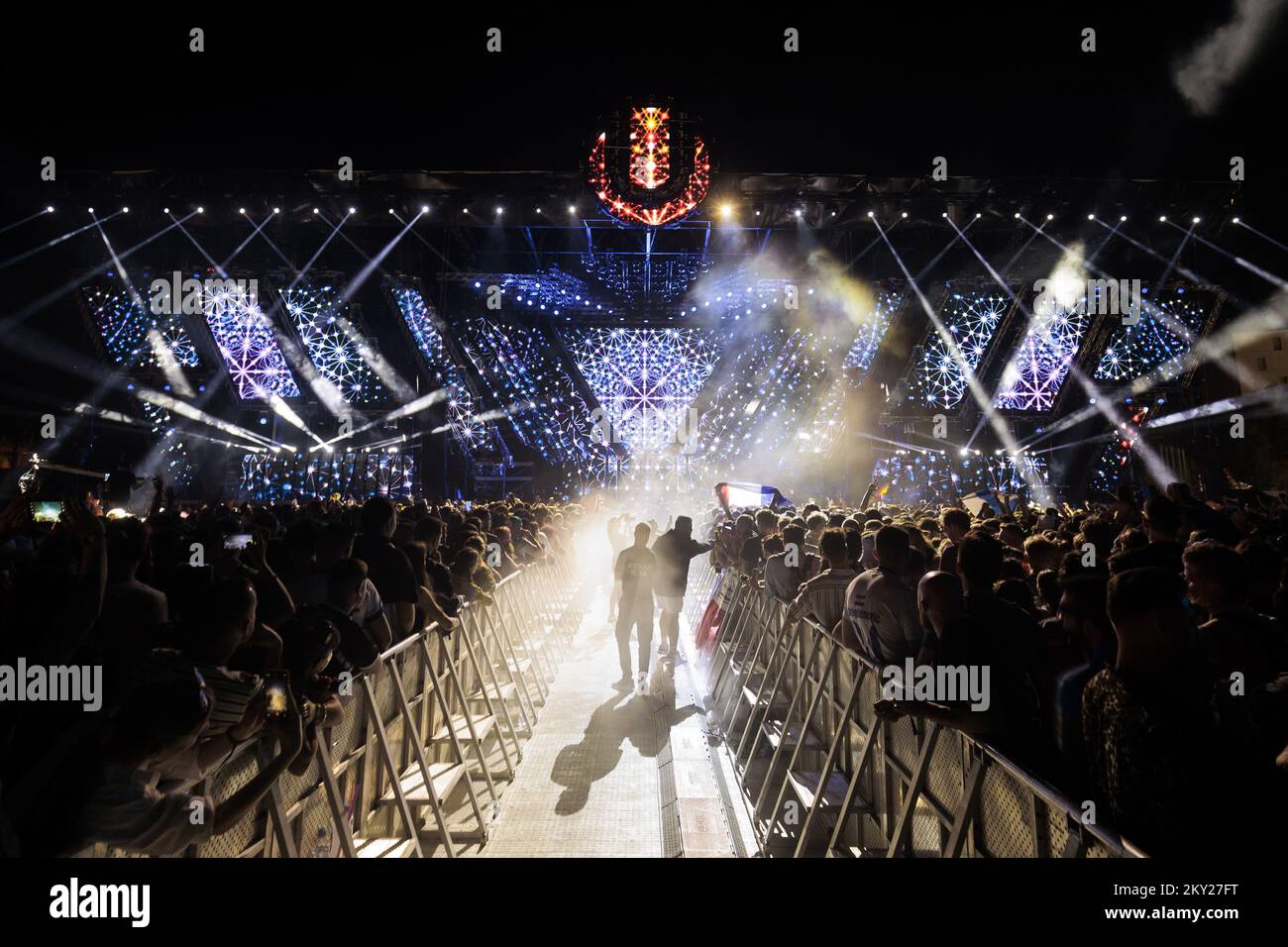 People dance and enjoy the first day of Ultra Europe Festival at Park ...