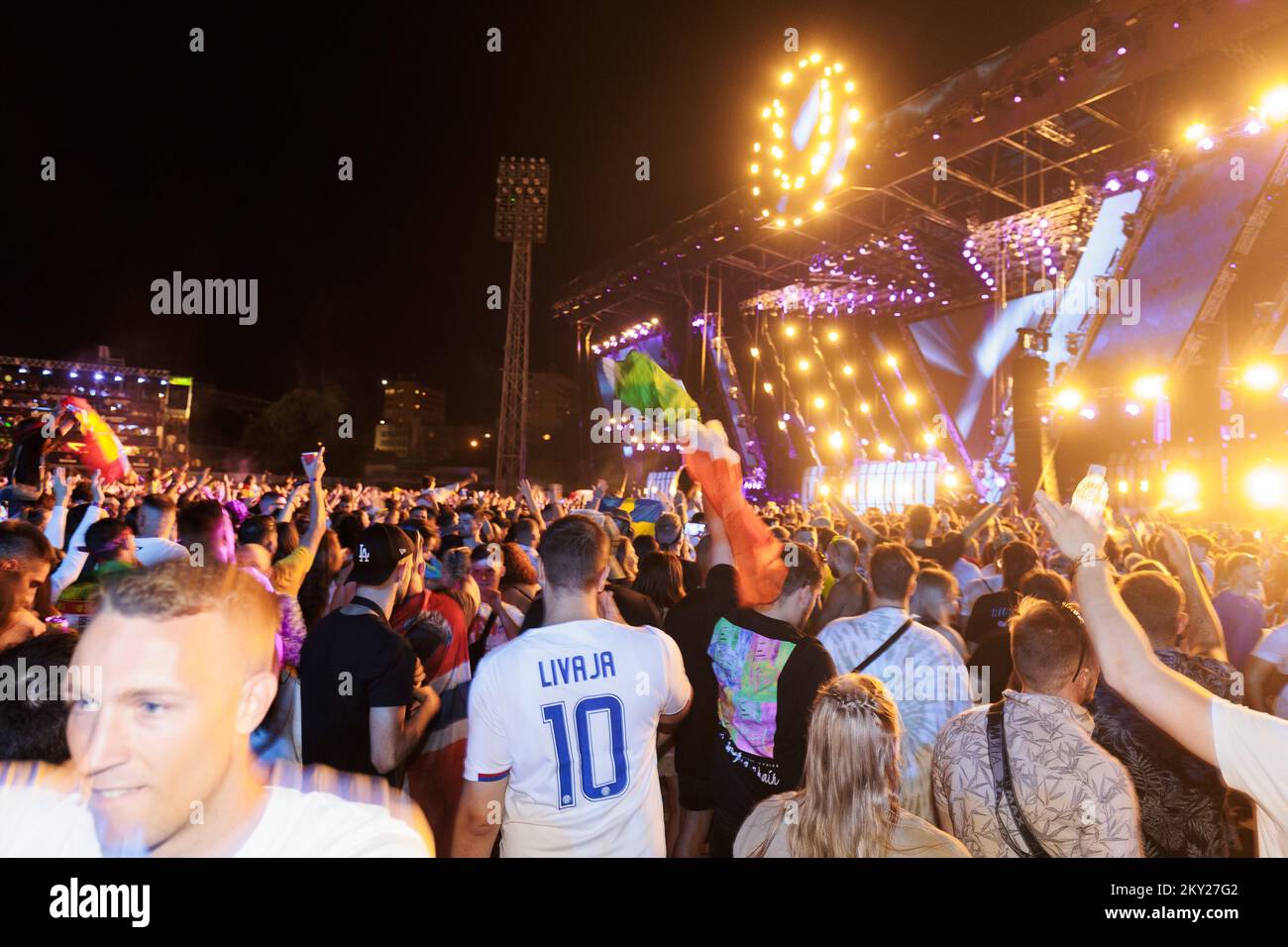 People dance and enjoy the first day of Ultra Europe Festival at Park ...