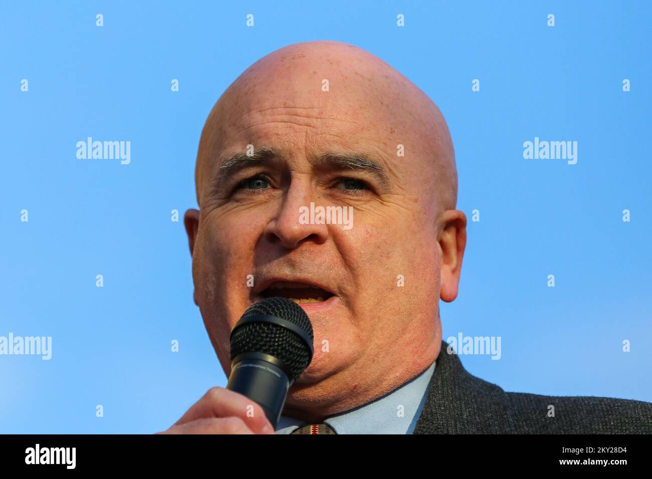 London, UK. 30th Nov, 2022. Mick Lynch, RMT general secretary speaks at ...