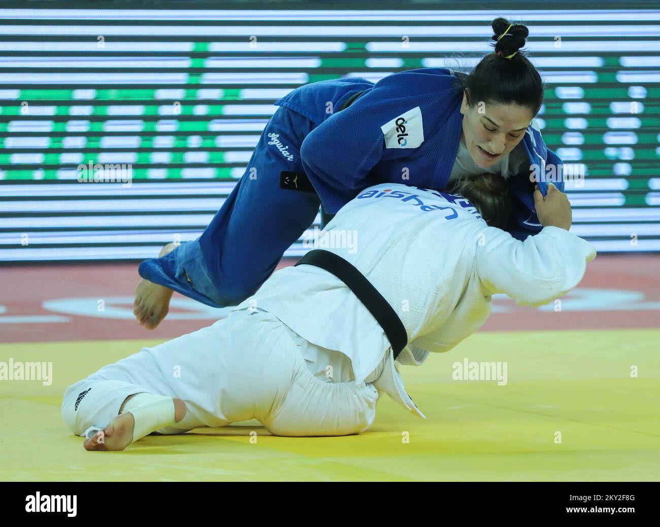 Mayra Aquiar of Brazil fights against Karen Stevenson of the ...