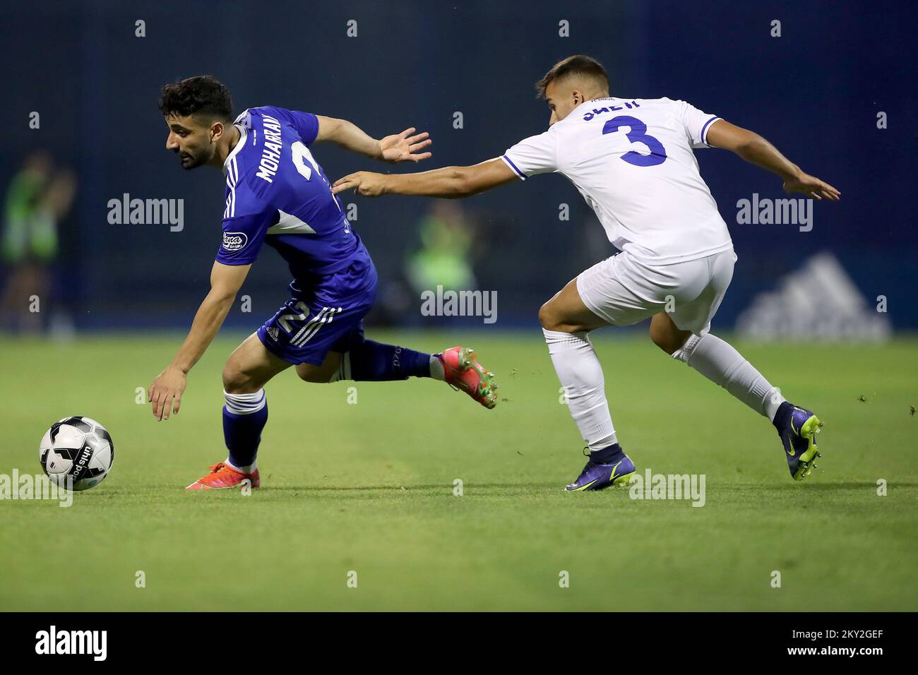 Sadegh Moharrami of Dinamo in action with Blerton Sheji of Shkupi ...